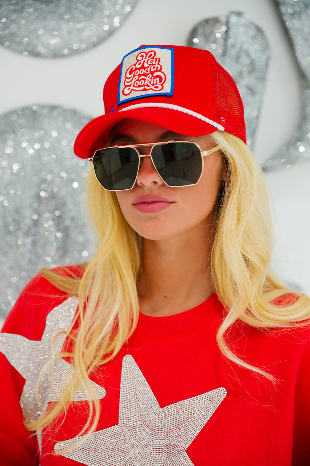 HEY GOOD LOOKIN RED PATCH HAT – Judith March