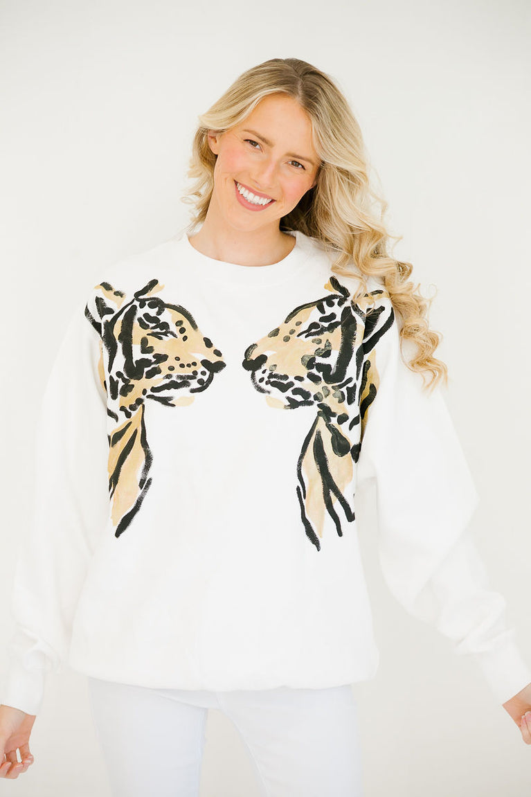 *HAND PAINTED TIGER PULLOVER - MEDIUM – Judith March