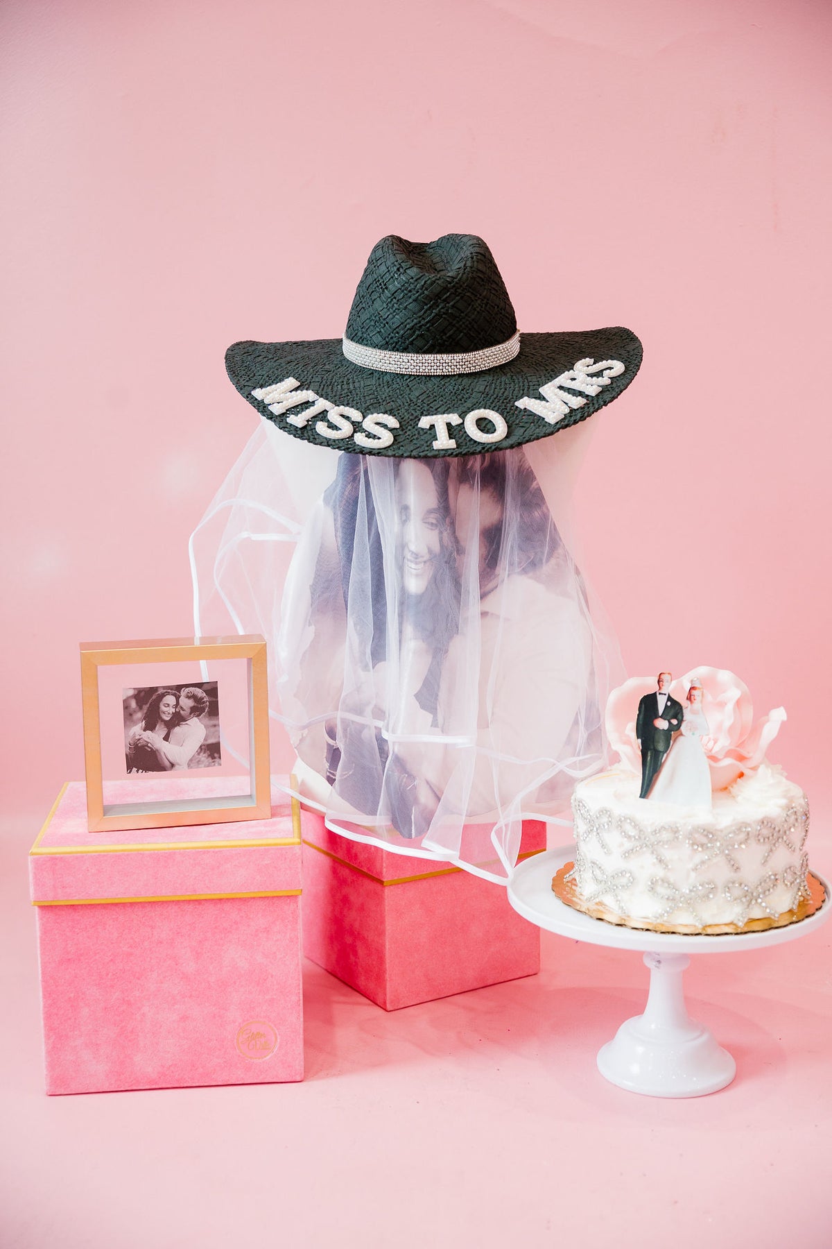 CUSTOM PHOTO VEIL MISS TO MRS SUN HAT | Judith March