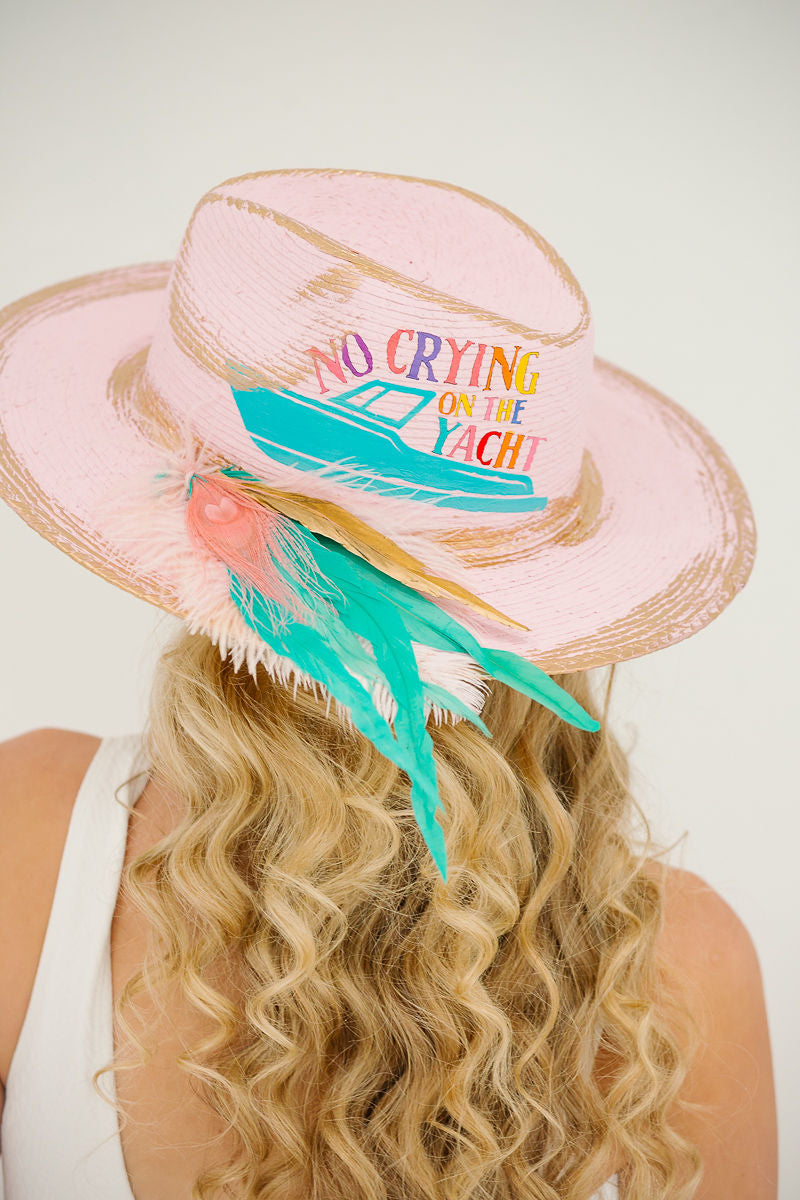 NO CRYING ON THE YACHT PINK SUN HAT – Judith March