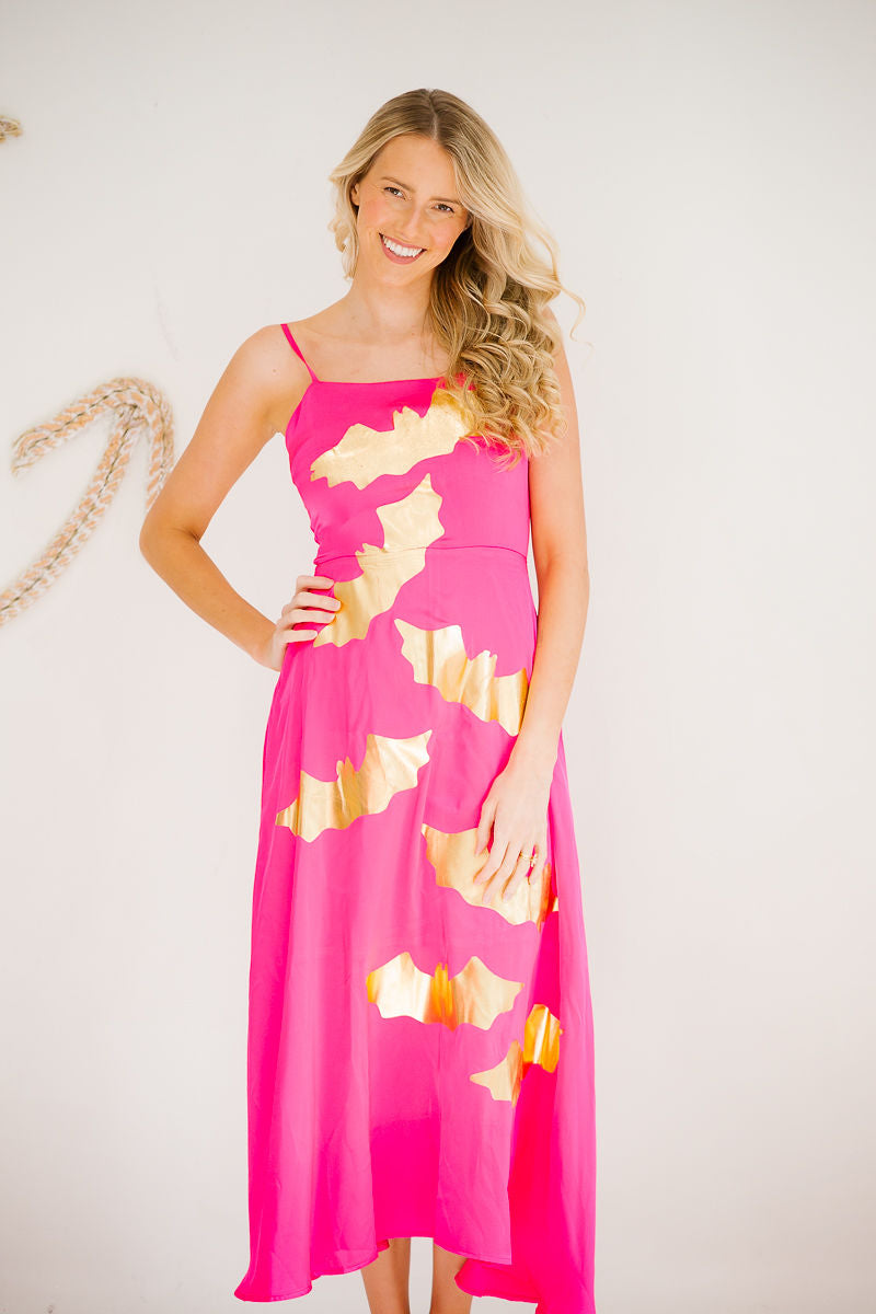 *GOLDEN BATS PINK MAXI DRESS - SMALL – Judith March