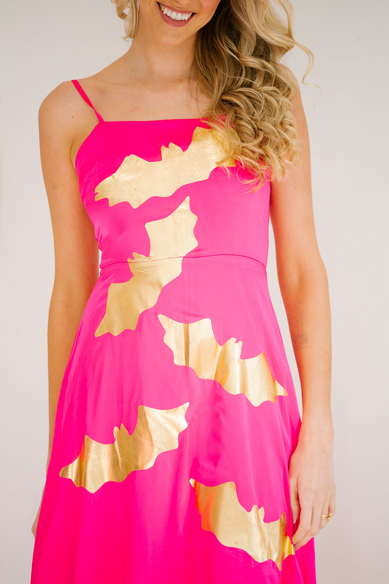 *GOLDEN BATS PINK MAXI DRESS - SMALL – Judith March