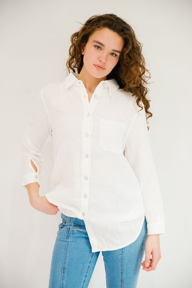 *AMERICAN FLAG WHITE BUTTON DOWN - SMALL – Judith March