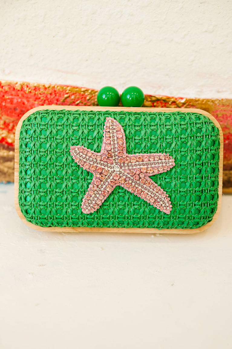 STARFISH GREEN WOVEN CLUTCH – Judith March