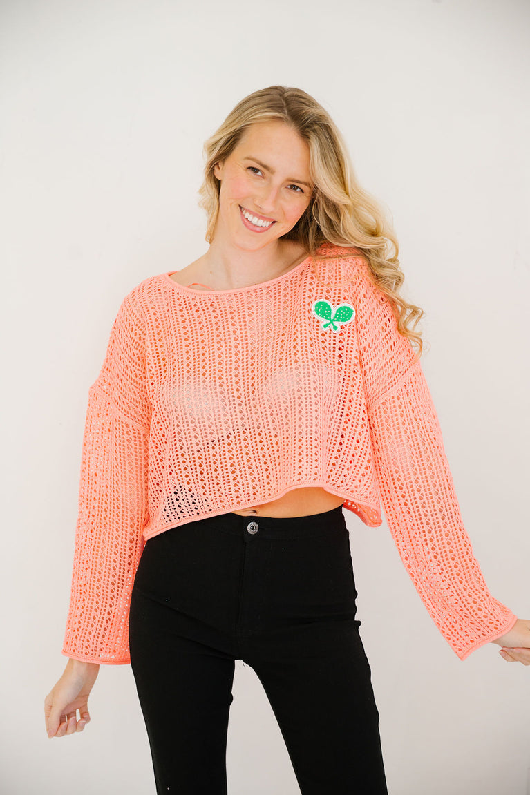 *TENNIS CORAL CROCHET TOP - MEDIUM – Judith March