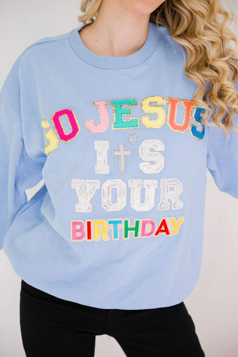 *GO JESUS BLUE PULLOVER - MEDIUM – Judith March