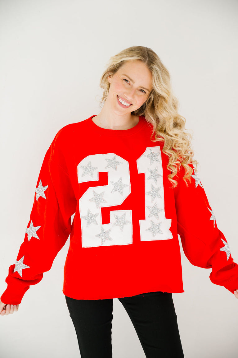 *WHITE #21 RED PULLOVER - MEDIUM – Judith March