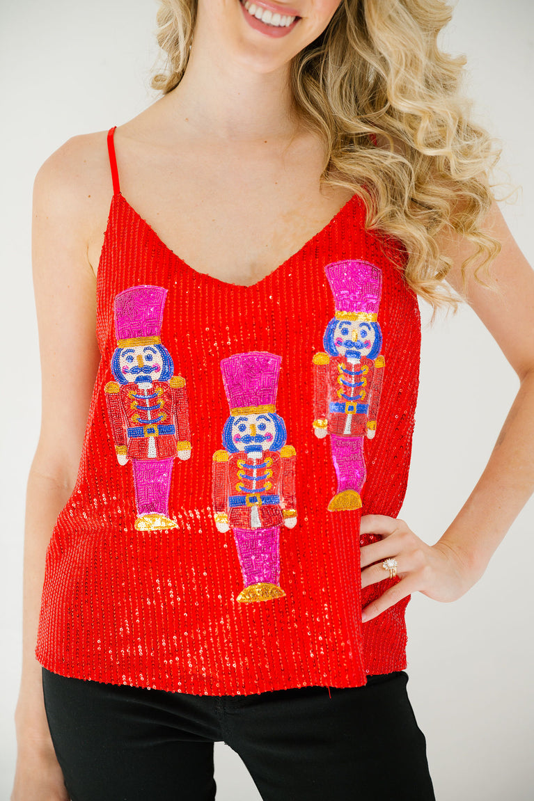 *SEQUIN NUTCRACKER RED TANK - MEDIUM – Judith March