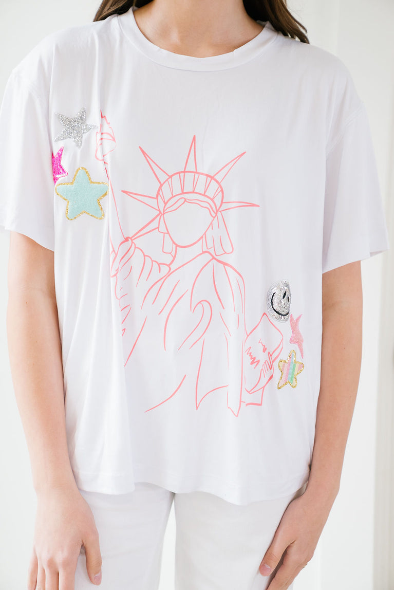 *PINK LADY LIBERTY WHITE TEE - SMALL – Judith March